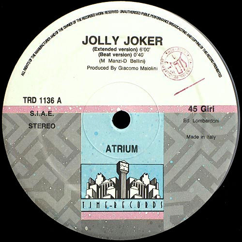 Buy Atrium : Jolly Joker (12") for a great price at Miyagi Records